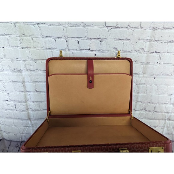 Mark Cross | Bags | Vintage Mark Cross Monogram Red And Brass Italian Leather Slim Hard Case ...